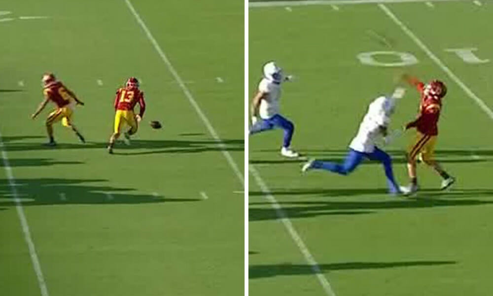 Caleb Williams' Fumbled Snap Turns into an Astonishing 76-yard ...